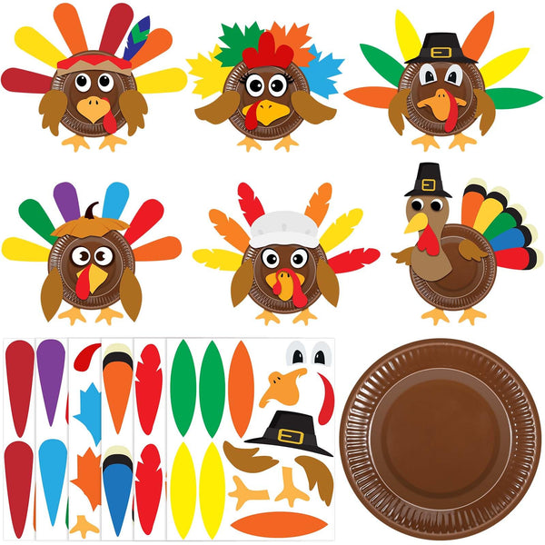 Sanixin 24 Sets Thanksgiving DIY Turkey Craft Kits Fall Make a Turkey ...