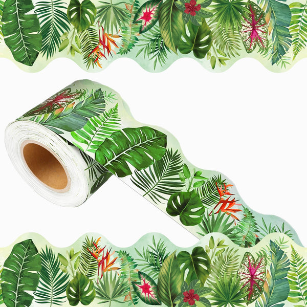 69 Feet Tropical Leaves Patterns Bulletin Board Borders Jungle Leaves ...