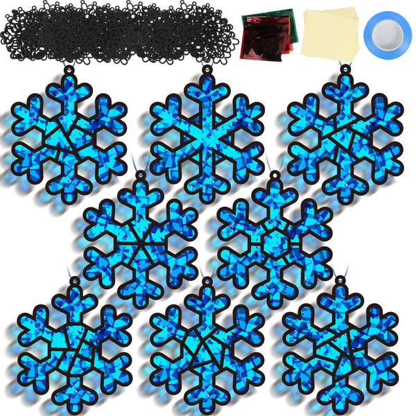 32 Sets Winter Snowflake Suncatchers Craft Kit DIY Window Stained Glas ...