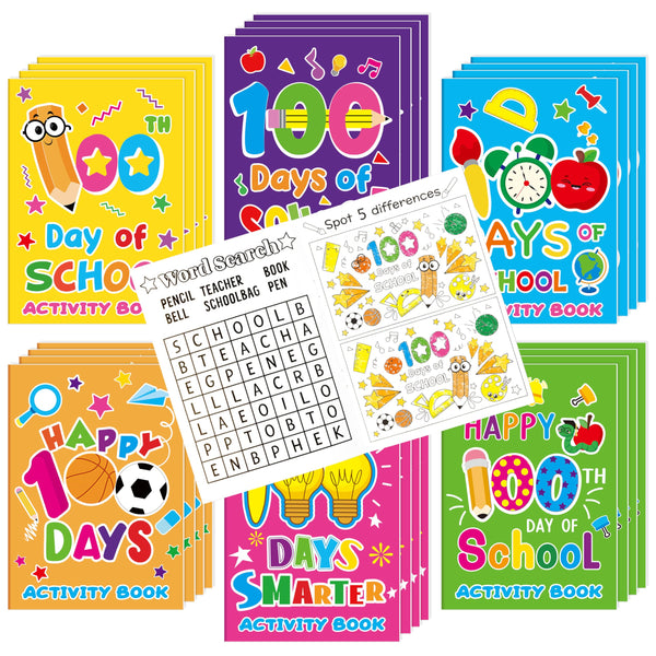 100th Day of School Activity Books for Kids - 24Pcs Happy 100 Days Min ...