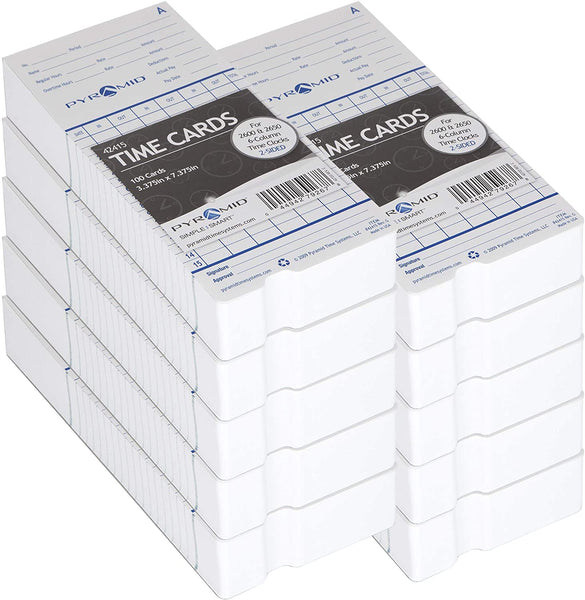 Pyramid Time Systems Attendance Cards For Time Clock Models 2500/2600 ...
