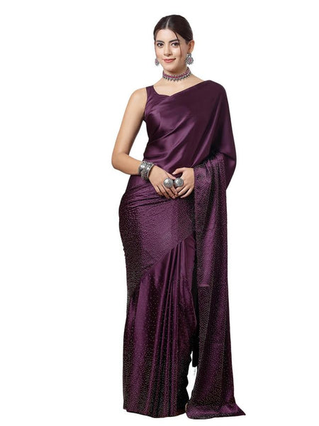 Satrani Womens Silk Blend Saree (3111S415N_Wine)– Slickpurchase