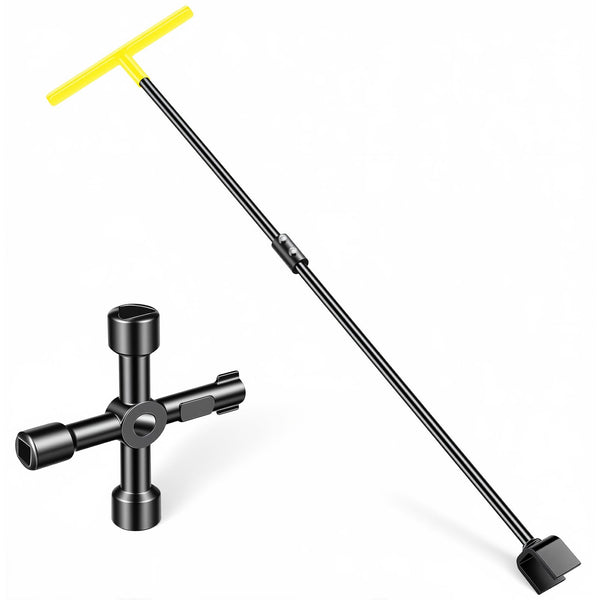 Comfylichi Water Meter Key 32 Inch & 4-Way Utility Keys, Steel T-Handl ...