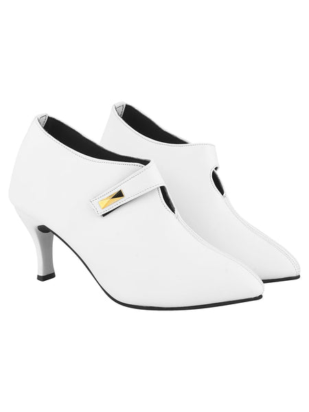 Shoetopia Women'S White Pointed Toe Heeled Bellies Elegant Slip-On Pum ...