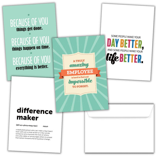 24 Employee Appreciation Cards With Envelopes - 4 Unique Design Encour ...