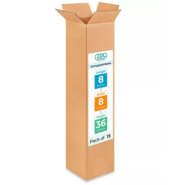 Tall Moving & Shipping Boxes 8L x 8W x 36H (15-Pack) - Extra Strength ...