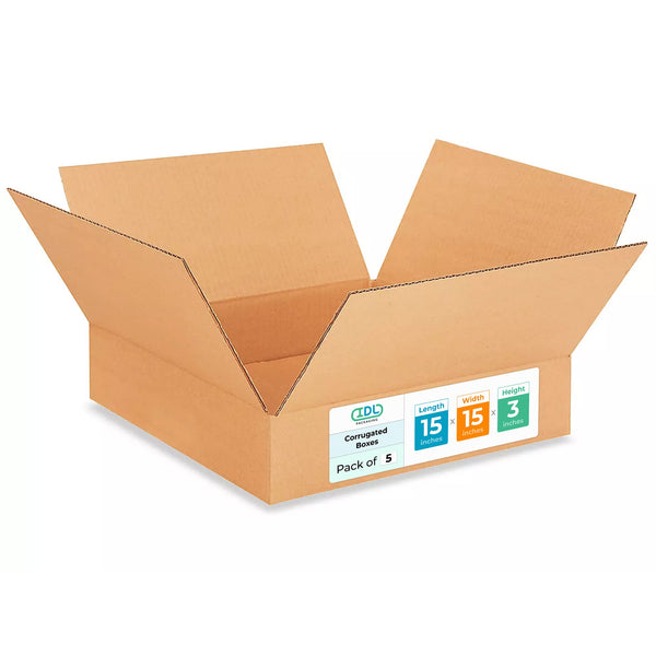 IDL Medium Moving & Shipping Boxes - 5-Pack, 15 x 15 x 3 inches, Extra ...