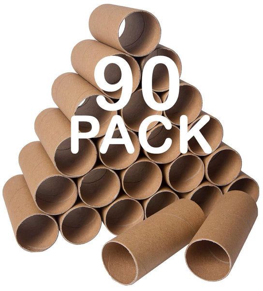 90 Pack Thick Cardboard Tubes for Crafts - Bulk Craft Rolls - Round Ca ...