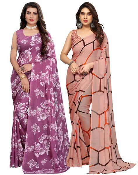 Satrani Womens Pure Georgette Saree (2024S566N_3112S2154N_Mauve Purple ...