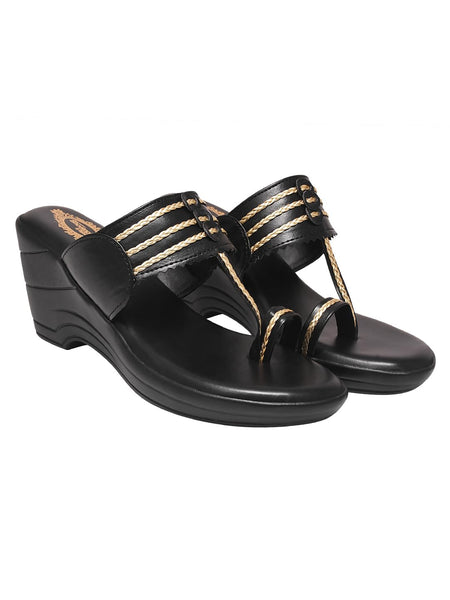 Shoetopia Girls R-3 Black Wedge Sandal - 7 Uk (Girls-R-3-Black),Black ...