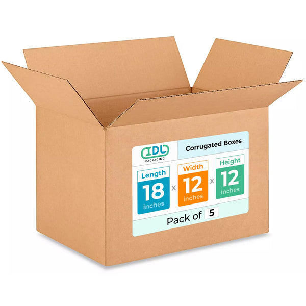 Medium Shipping & Moving Boxes 18 x 12 x 12 inches (5-Pack) - Extra St ...