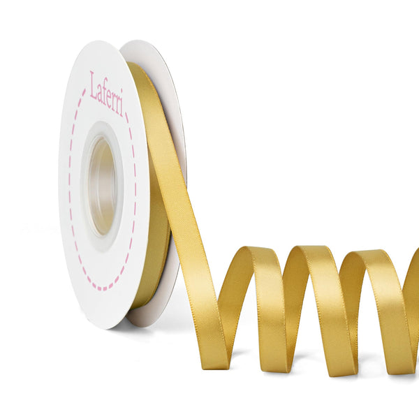 Laferri Gold Thin Ribbon,Double Faced 3/8 X 25 Yards,Dijon Satin Ribbo ...
