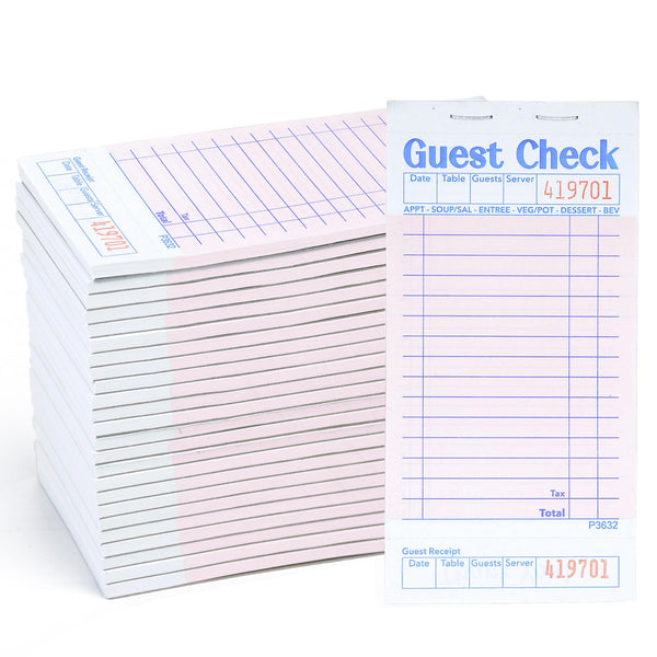 Budgenix Guest Checks Server Note Pads 48 Pack 2400 Orders, Pink Guest ...