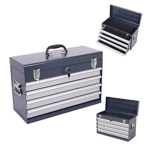 21-Inch Metal Tool Box with 4 Lockable Drawers, Portable Tool Chest Or ...