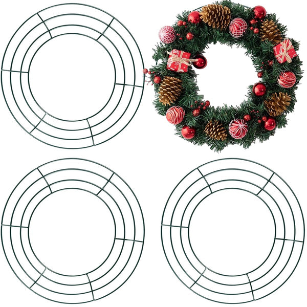 TIHOOD 3PCS 10 Wire Wreath Frames Green Christmas Metal Round Wreath F ...