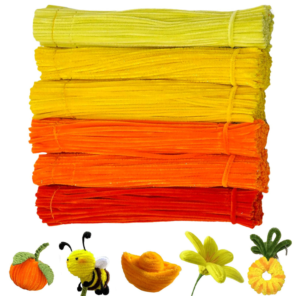 Ursdiart 500Pcs Yellow Pipe Cleaners,6 Assorted Colors Yellow Pipe Cle ...