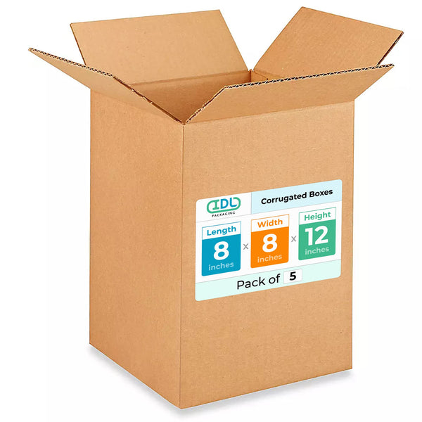Small Moving & Shipping Boxes 8 x 8 x 12 inches (5-Pack) - Extra Stren ...