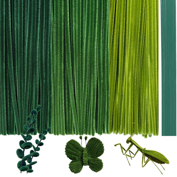 300Pieces Green Pipe Cleaners with 20Pieces Flower Stems, Pipe Cleaner ...