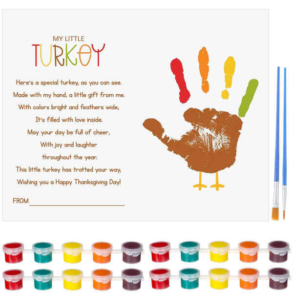 Humyoun 24 Sets Thanksgiving Handprint Craft Kits DIY Fall Turkey Card ...