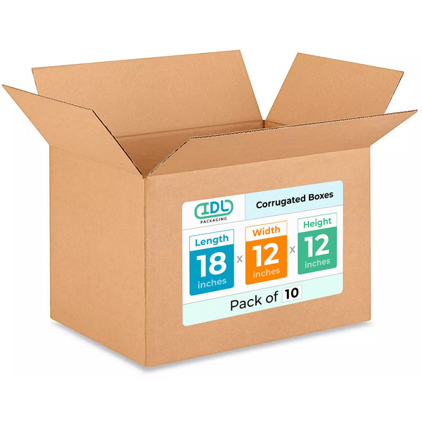 Medium Shipping & Moving Boxes 18x12x12 inches (10-Pack) - Extra Stren ...