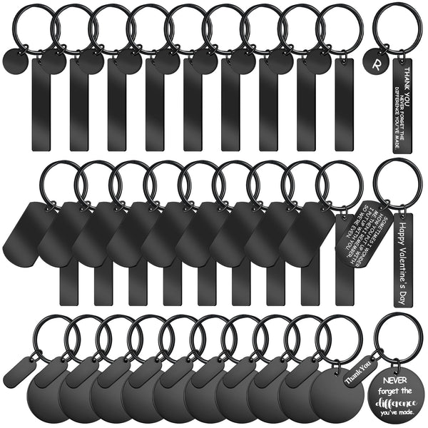 Gisafai 30 Pcs Engravable Stainless Steel Keychain Blanks Black Metal ...