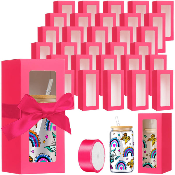 Filltouch 60 Pcs Gift Boxes With Ribbon For Sublimation Glass Exhibiti ...