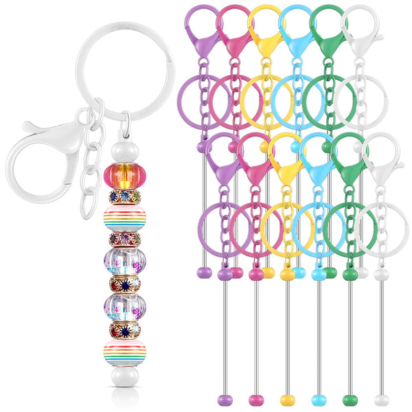 Tondiamo 12 Pcs Beadable Keychains Bars Bulk Blank Beaded Metal Keycha ...