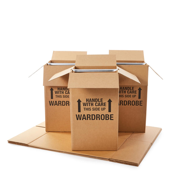Amazon Basics Wardrobe Clothing Moving Boxes with Bar, 6 Pack, Brown ...