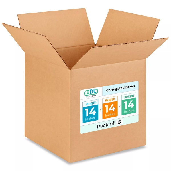 Medium Cube Moving & Shipping Boxes 14 x 14 x 14 inches (5-Pack) - Ext ...