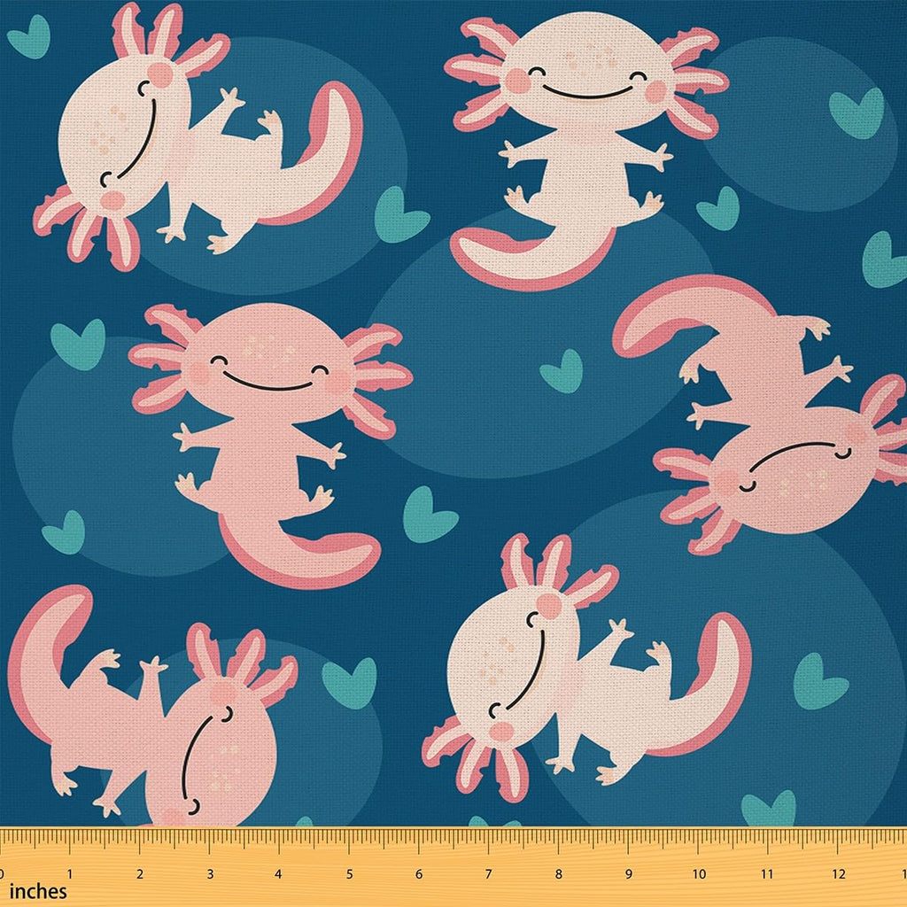 Kawaii Pink Axolotl Fabric by The Yard Cute Cartoon Wild Animal Decor ...