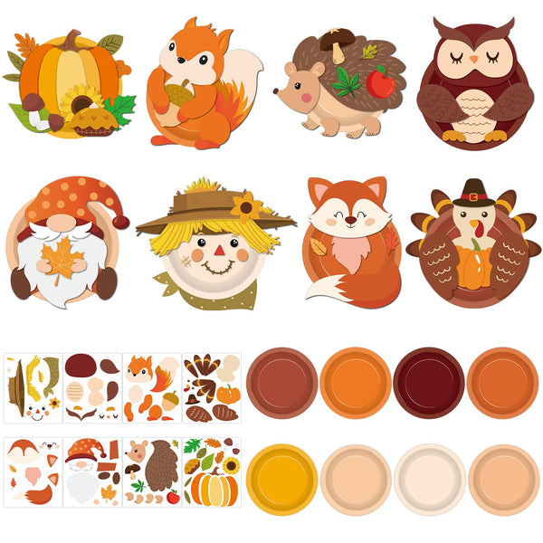 32 Sets Fall Craft Kits Autumn Party DIY Plate Art Craft Kits Fall Tha ...
