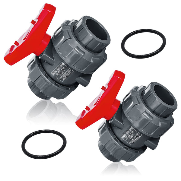 2Pcs Pvc Union Ball Valve 1 Inch (Dn25) True Union Full Flow Ball Valv ...