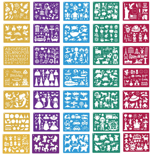 Stencils for Kids,35 PCS Drawing Stencils Templates Kids Reusable Plas ...
