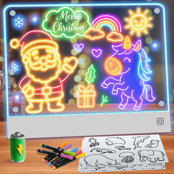 Rechargeable LED Drawing Board for Kids with 7 Colors, Magnetic LED No ...
