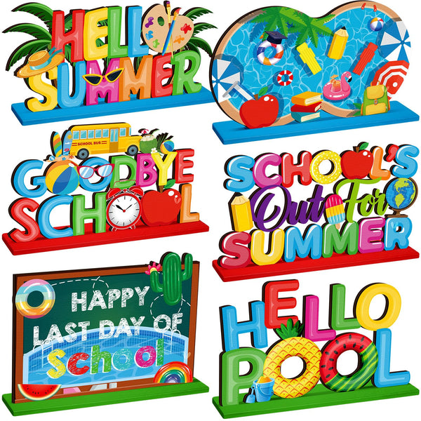 Croblissful 6 Pcs Hello Summer Table Decoration Happy Last Day Of Scho ...