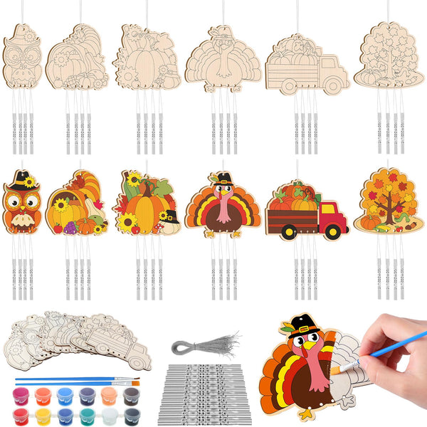 Silipull 24 Sets Thanksgiving Wind Chimes Crafts for Kids Make Your Ow ...