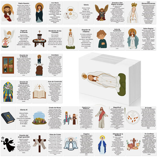 Motiskyy 120 Pcs Spanish Catholic Prayer Cards with Cute Catholic Sain ...