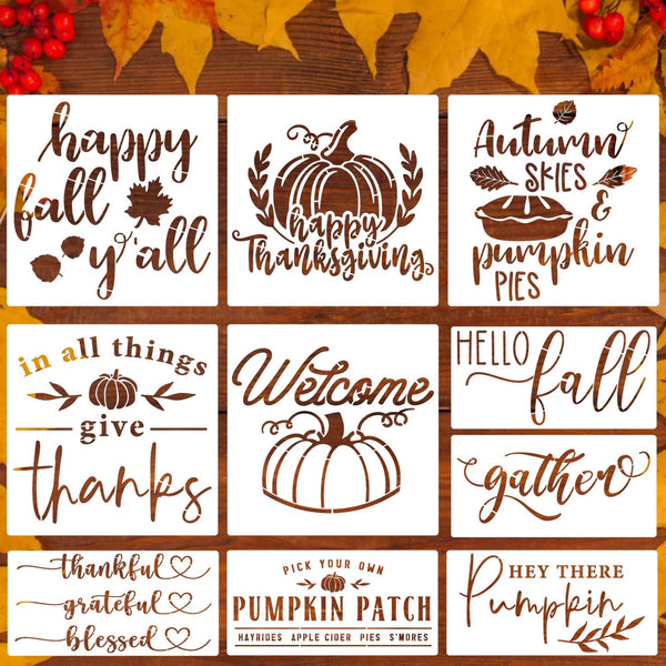 Large Fall Stencils 12 Thanksgiving Stencils Pumpkin Stencil for Paint ...