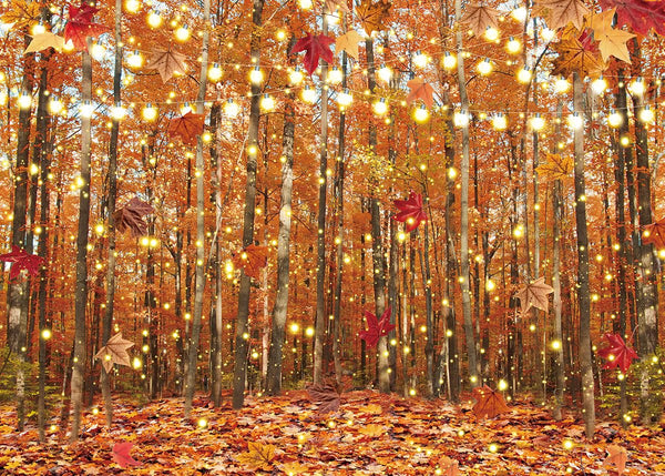 LTDKAEN Fall Leaves Forest Backdrop Glitter Autumn Maple Deciduous Pho ...