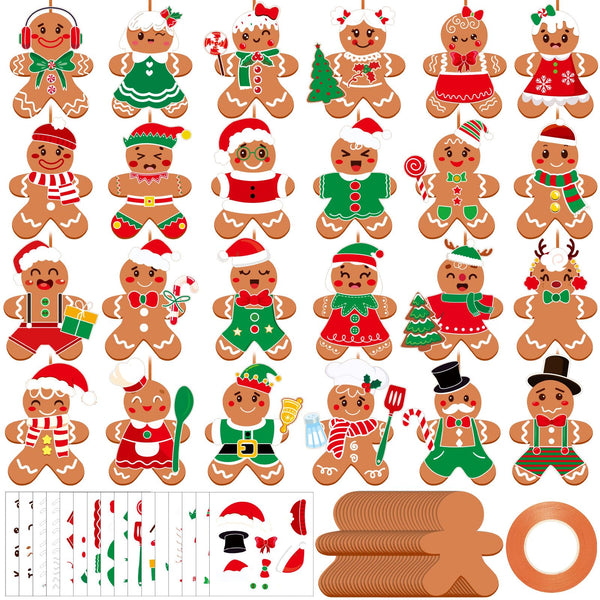 Frienda 48 Set Christmas Gingerbread Craft Kit Make A Gingerbread Man ...