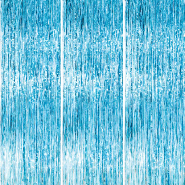 Partywoo Light Blue Streamers Backdrop 3Pcs Baby Blue Foil Fringe Stre ...
