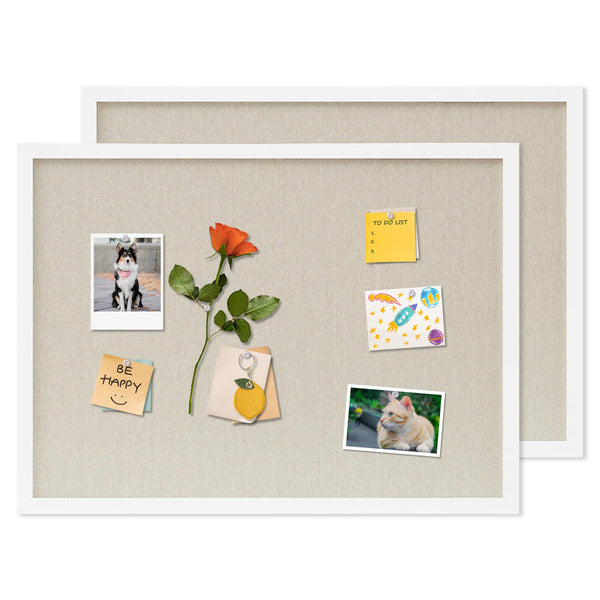 DAHAPYBOO Cork Board with Linen White 2Pack,Bulletin Board 23x17 Hangi ...