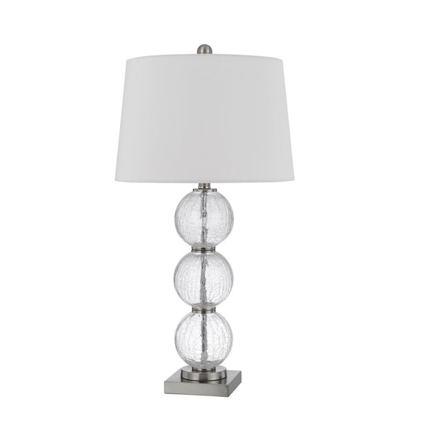29 Inch Accent Table Lamp Set Of 2, Stacked Crackle Glass Balls, Silve ...