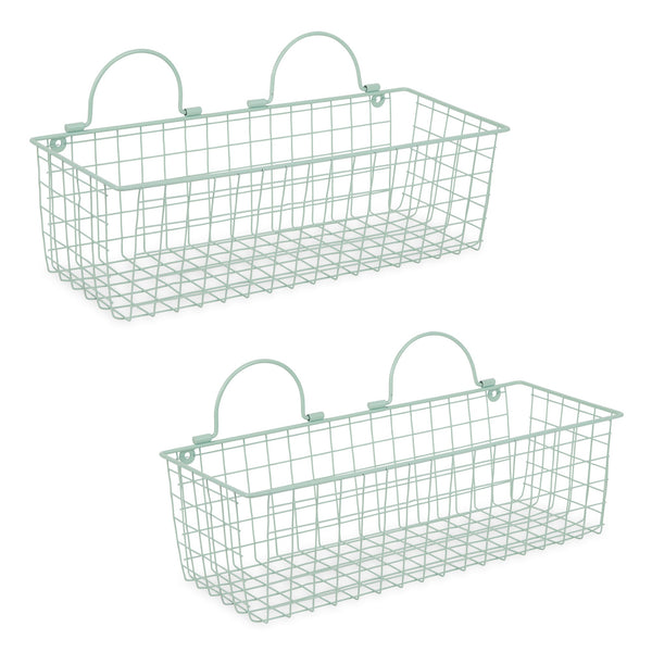 Medium Aqua Wire Wall Basket Set/2– Slickpurchase