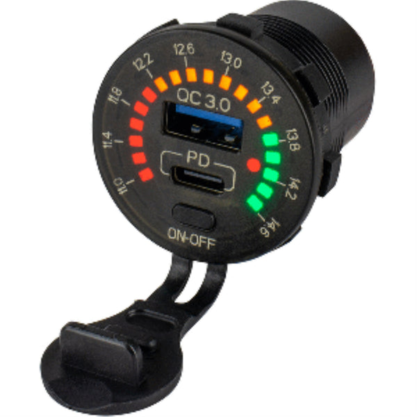 Sea-Dog Round Rainbow Volt Meter W/Dual Usb Charging– Slickpurchase