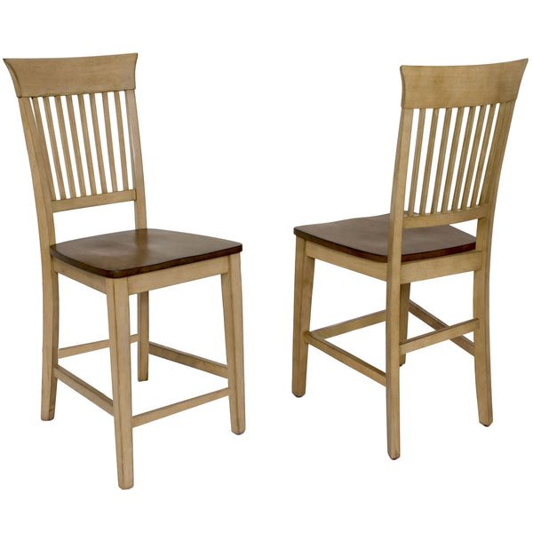 Sunset Trading Brook Fancy Slat Barstool | Two Tone Light Brown Wood ...