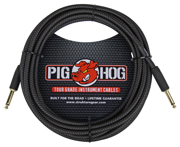Pig Hog Black Woven Woven Jacket Tour Grade Instrument Cable, 20-Foot ...