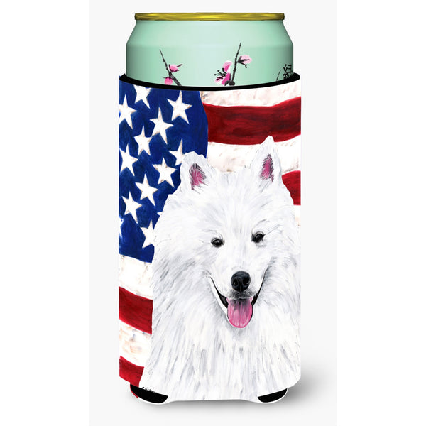 Usa American Flag With American Eskimo Tall Boy Beverage Insulator Bev ...