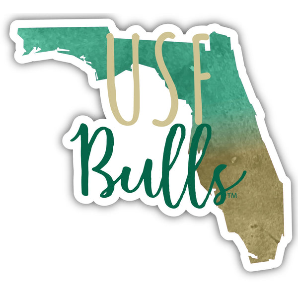 South Florida Bulls Watercolor State Die Cut Decal 2-Inch 4-Pack ...