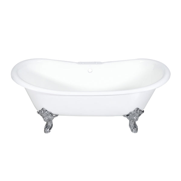 Aqua Eden Vct7Ds7231Nl1 72-Inch Cast Iron Double Slipper Clawfoot Tub ...